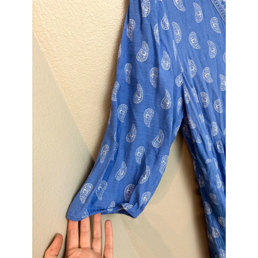 J. Jill | Dresses | J Jill Paisley Dress Xl Blue Vneck Empire Waist ...